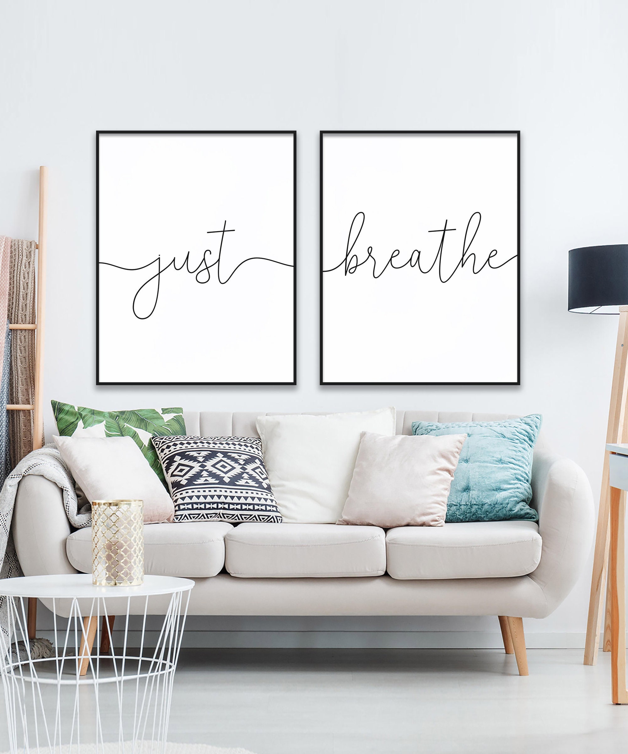 Just Breathe Quote Print Diptych Set of 2 Printable Posters - Etsy