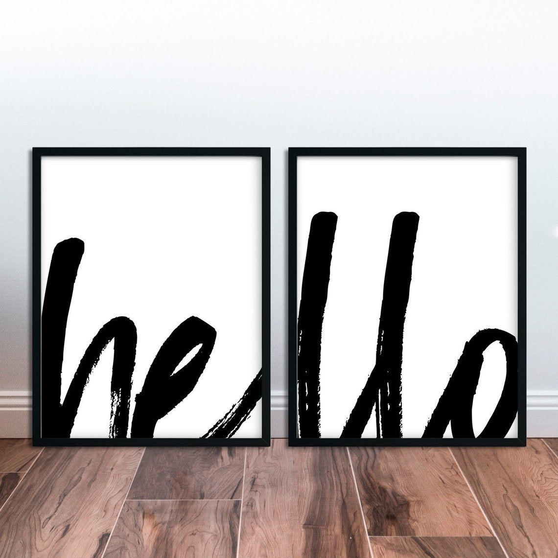 Hello Print Sign Hello Poster Set of 2 Pieces Wall Art Decor - Etsy