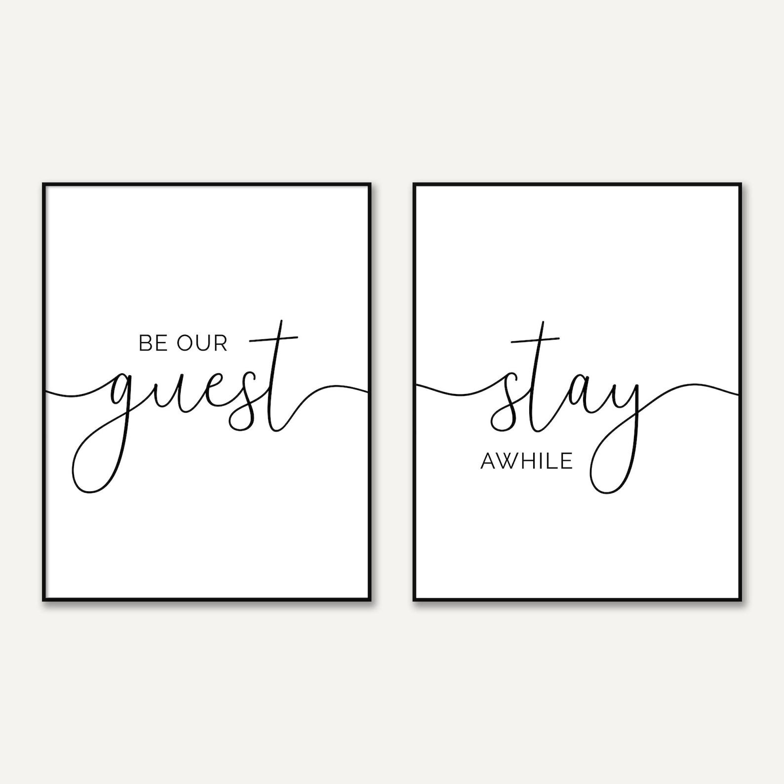 Be Our Guest Stay Awhile Quote Print, Handwritten Style Diptych Wall ...