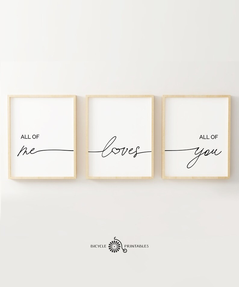 All of Me Loves All of You Love Quote Printable Poster Set - Etsy