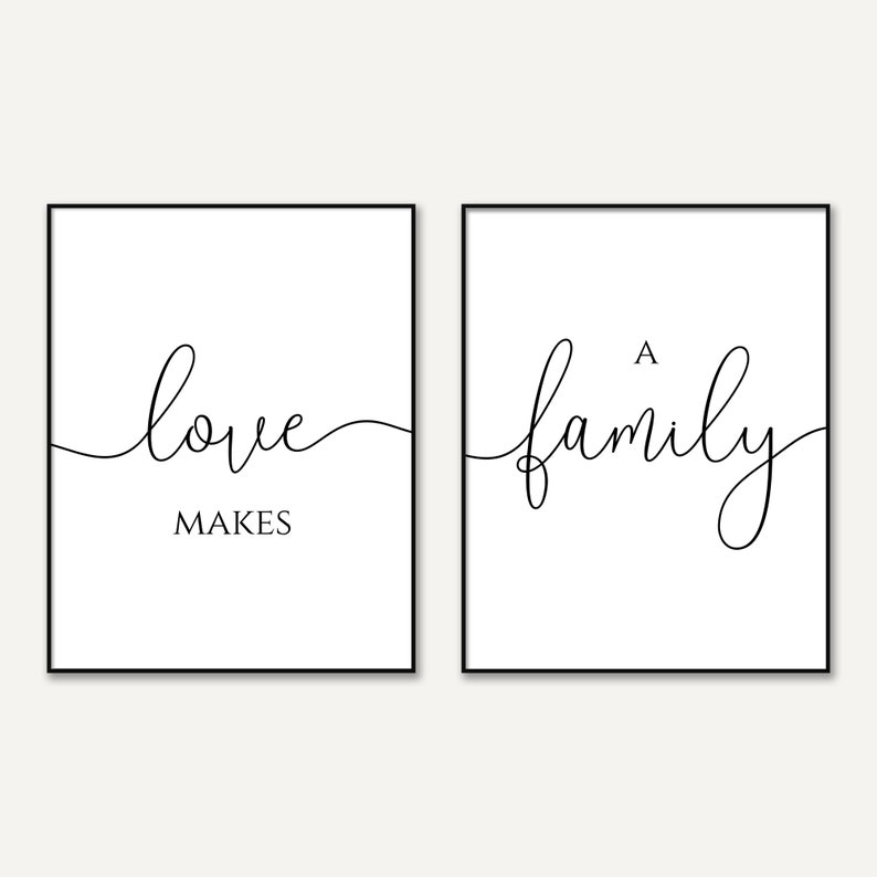 Love Makes a Family Quote Print Diptych Printable Poster Set - Etsy