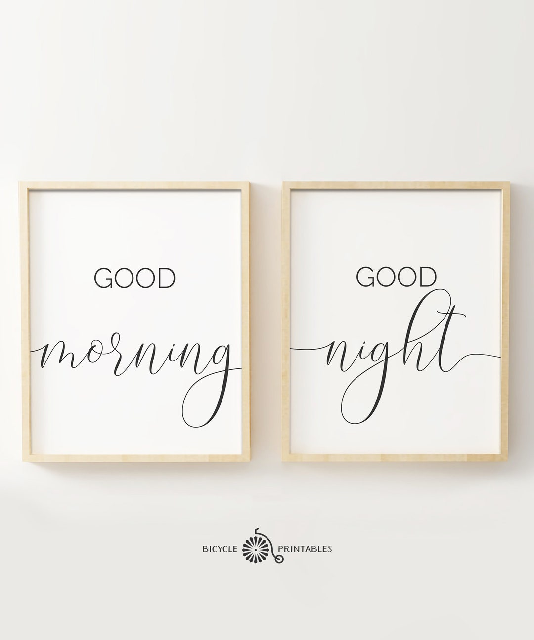 Good Morning Good Night Print, Bedroom Wall Art Diptych, Bedroom Quote ...