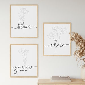 Bloom Where You Are Planted – Motivational Quote, Set of 3 Prints ...