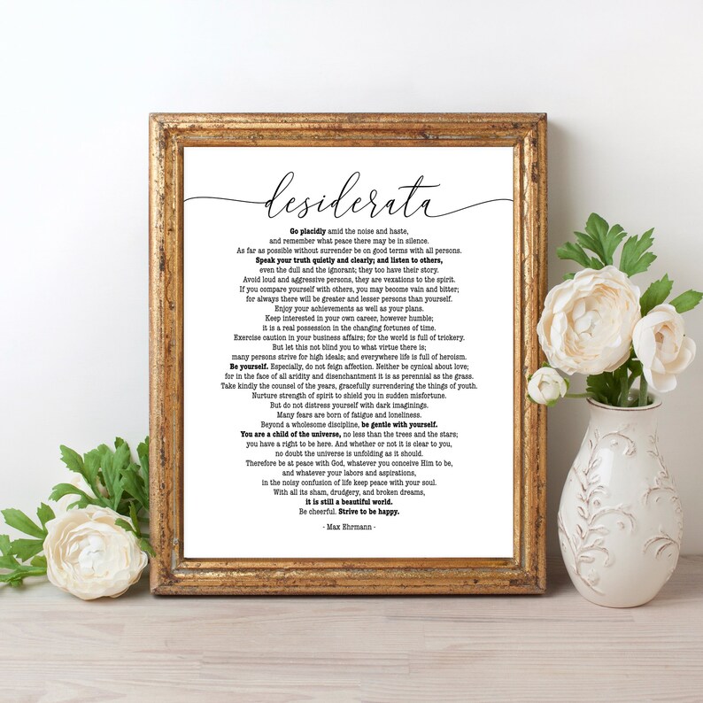 Desiderata Print Desiderata Poem Poster Decor Printable Wall - Etsy
