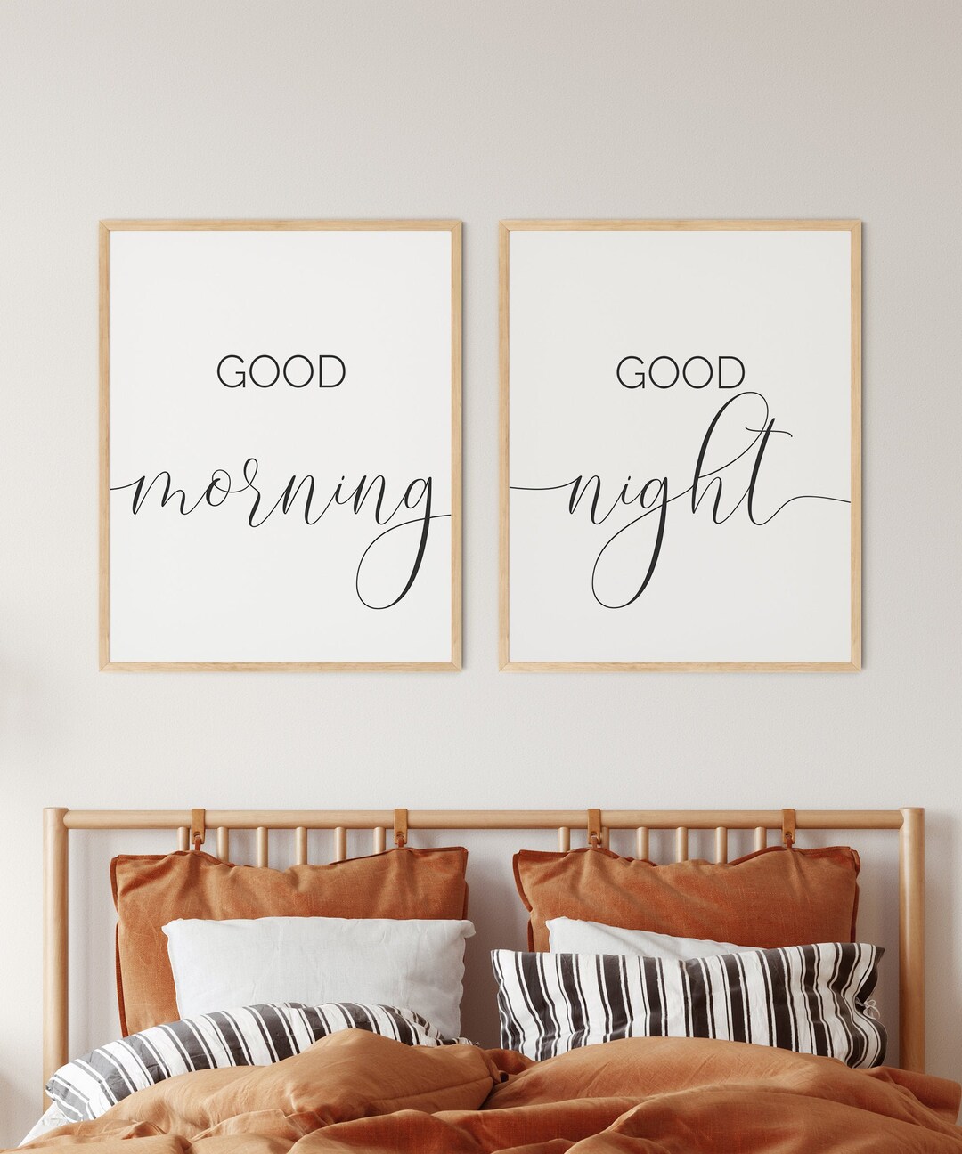 Good Morning Good Night Print Bedroom Wall Art Diptych - Etsy