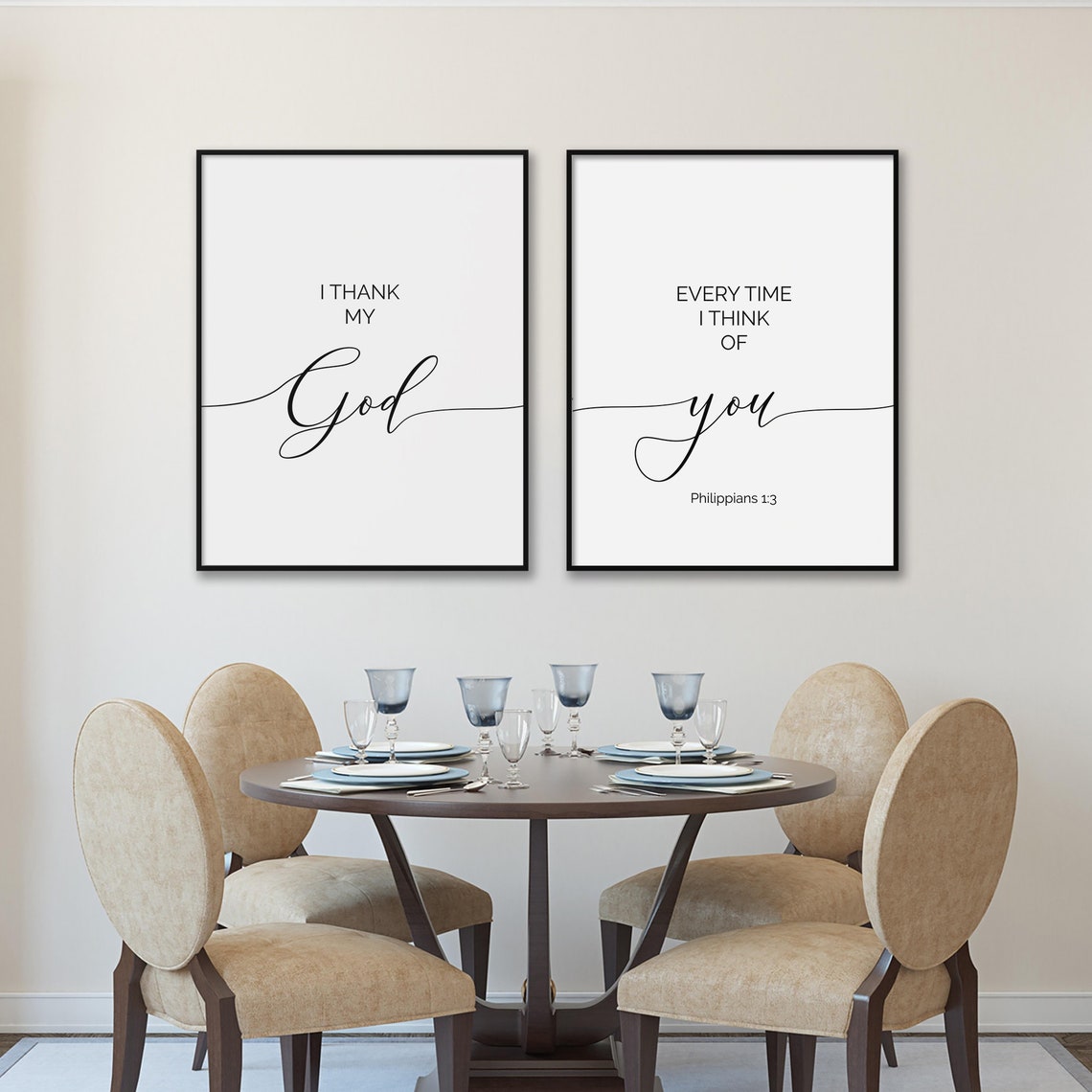 I Thank My God Every Time I Think of You Printable Quote Poster Diptych ...