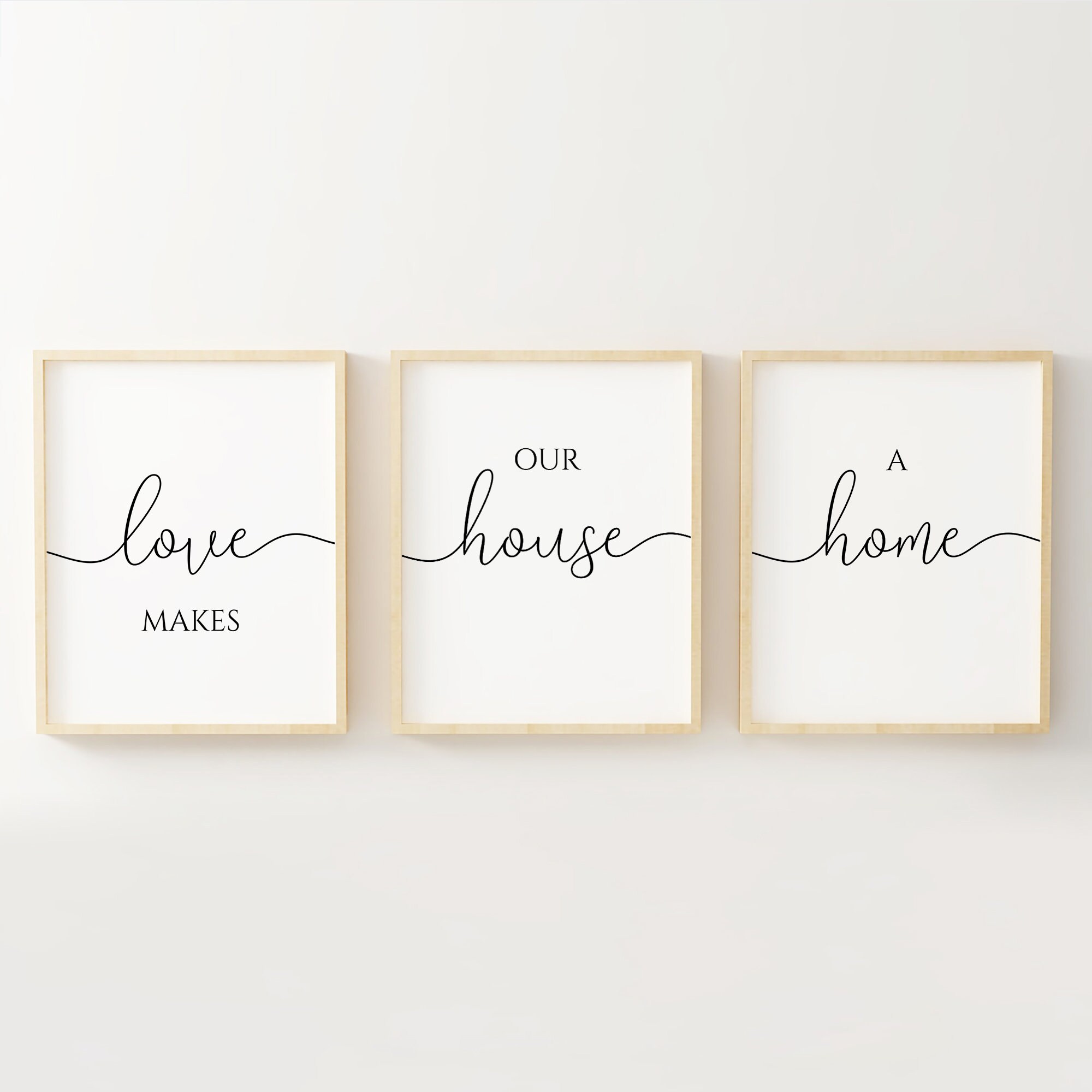 Love Makes Our House a Home Quote Print Triptych Home Wall - Etsy