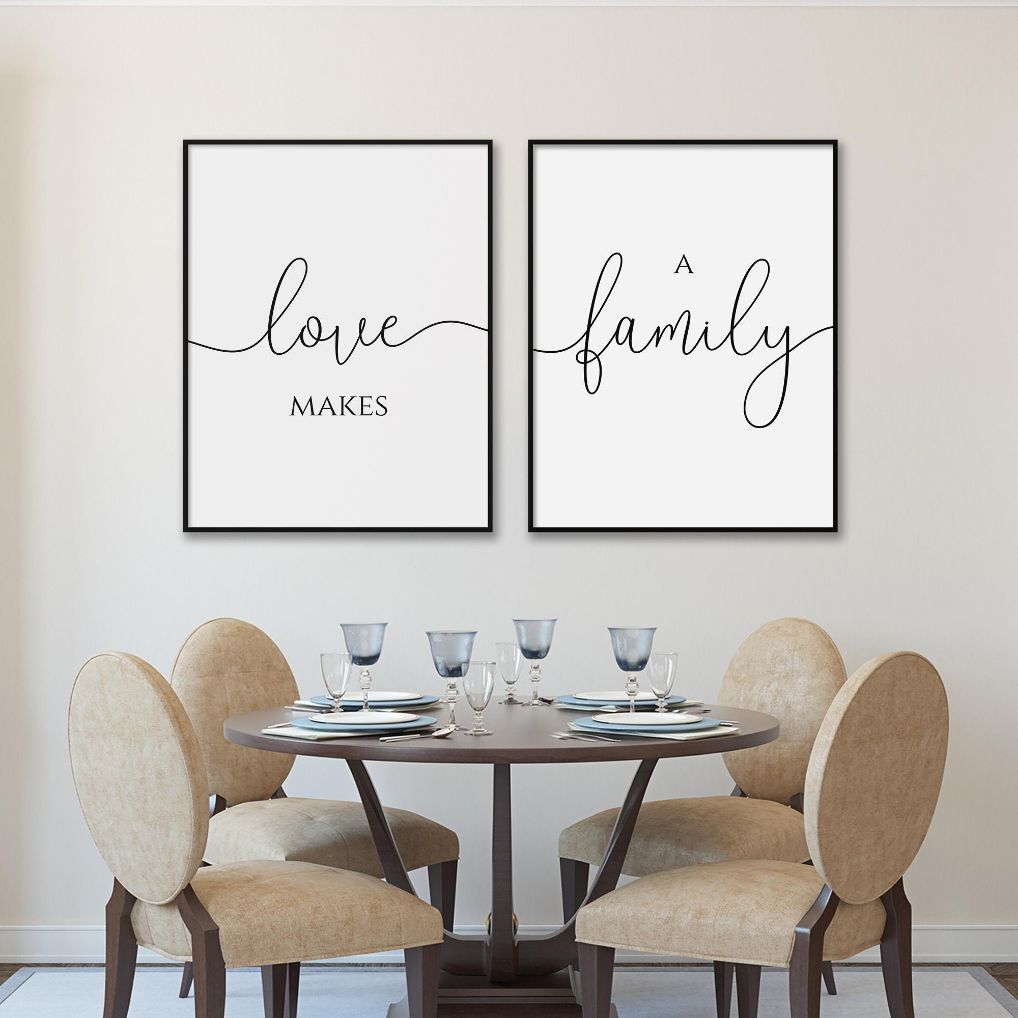 Love makes a Family Quote Print Diptych Printable Poster Set | Etsy
