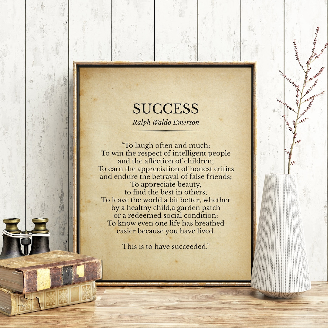 Success Ralph Waldo Emerson Poem Print Decor Inspirational Printable ...
