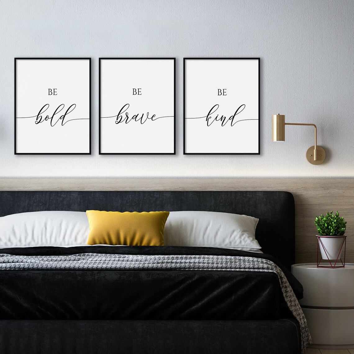 Be Bold Be Brave Be Kind Positive Quote Print Triptych - Etsy
