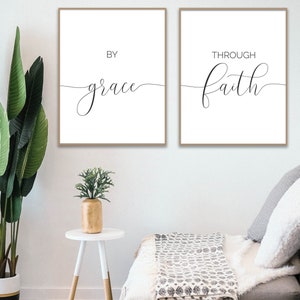 By Grace Through Faith –printable Quote, Diptych, Printable Poster Set ...