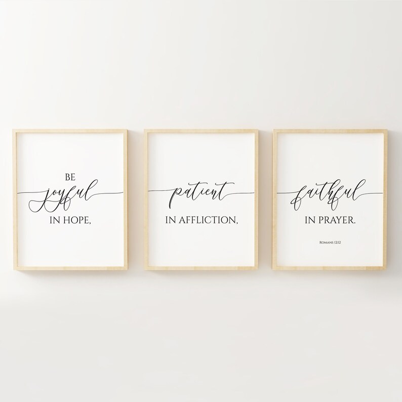 Bible Quote Wall Art Set of 3 Printable Posters Be Joyful in | Etsy