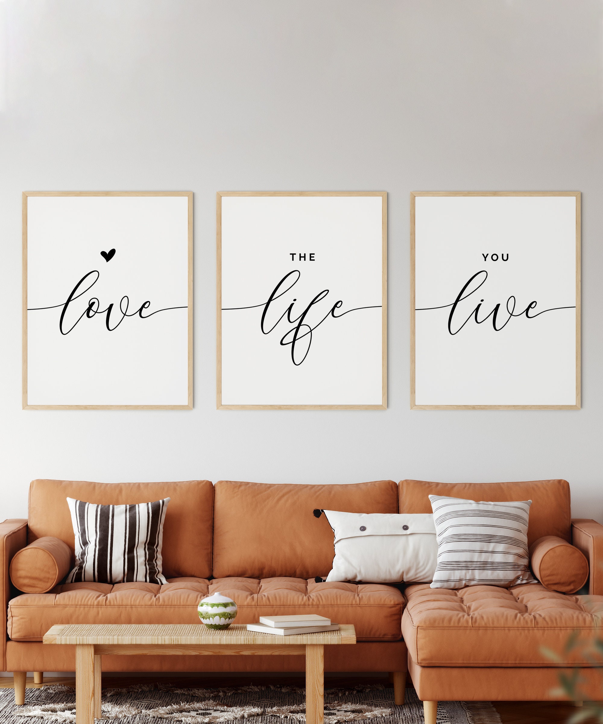 Positive Quote Printable Poster Set of 3 Pieces Love the life you live ...