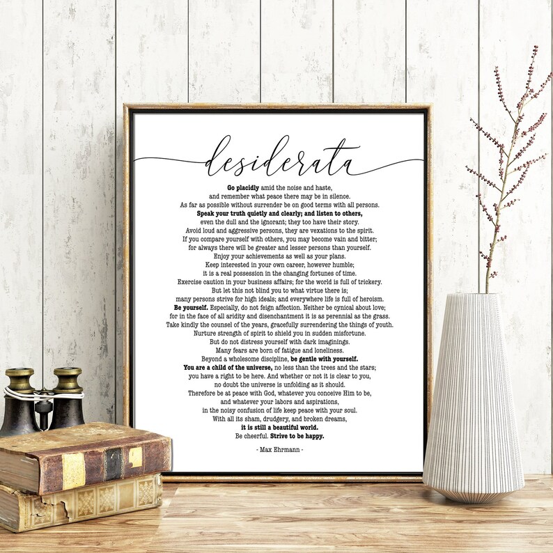 Desiderata Print Desiderata Poem Poster Decor Printable Wall Art Decor ...
