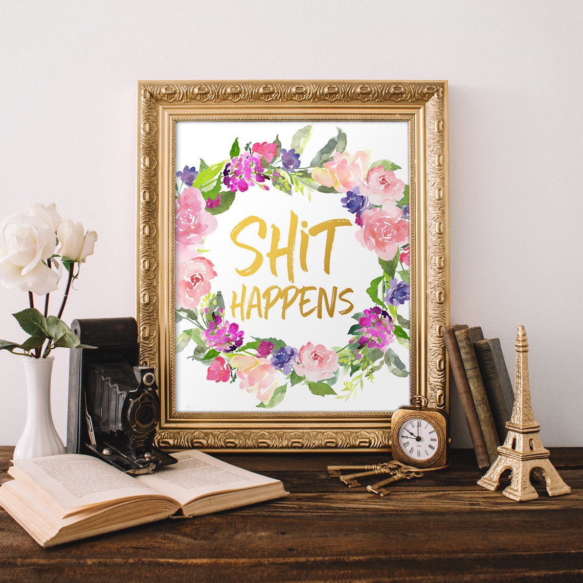 Shit Happens Printable Quote Funny Wall Art Office Decor Funny | Etsy