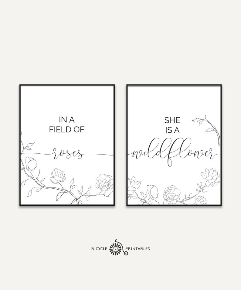 In a Field of Roses She is a Wildflower – Nursery Printable Quote ...
