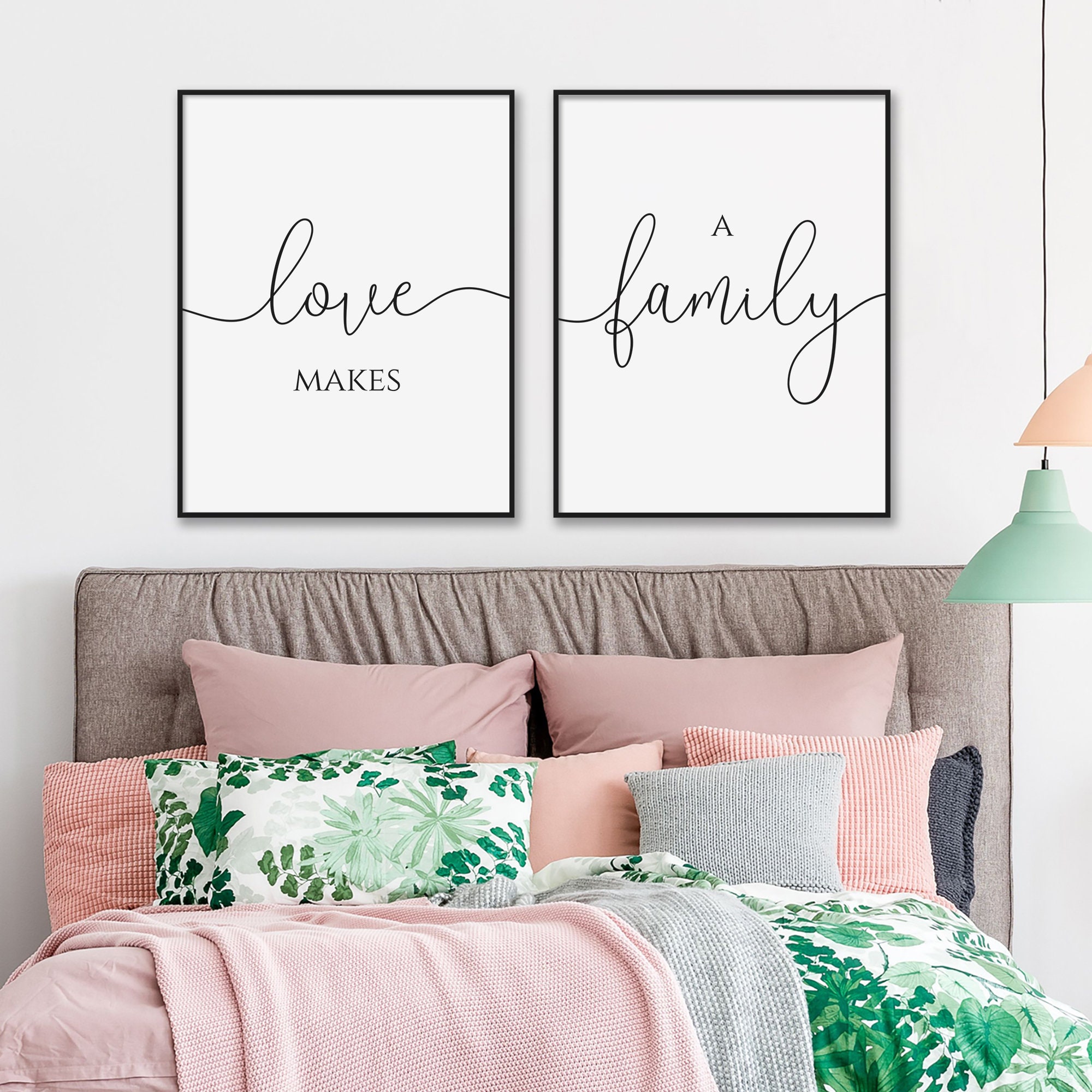 Love makes a Family Quote Print Diptych Printable Poster Set | Etsy