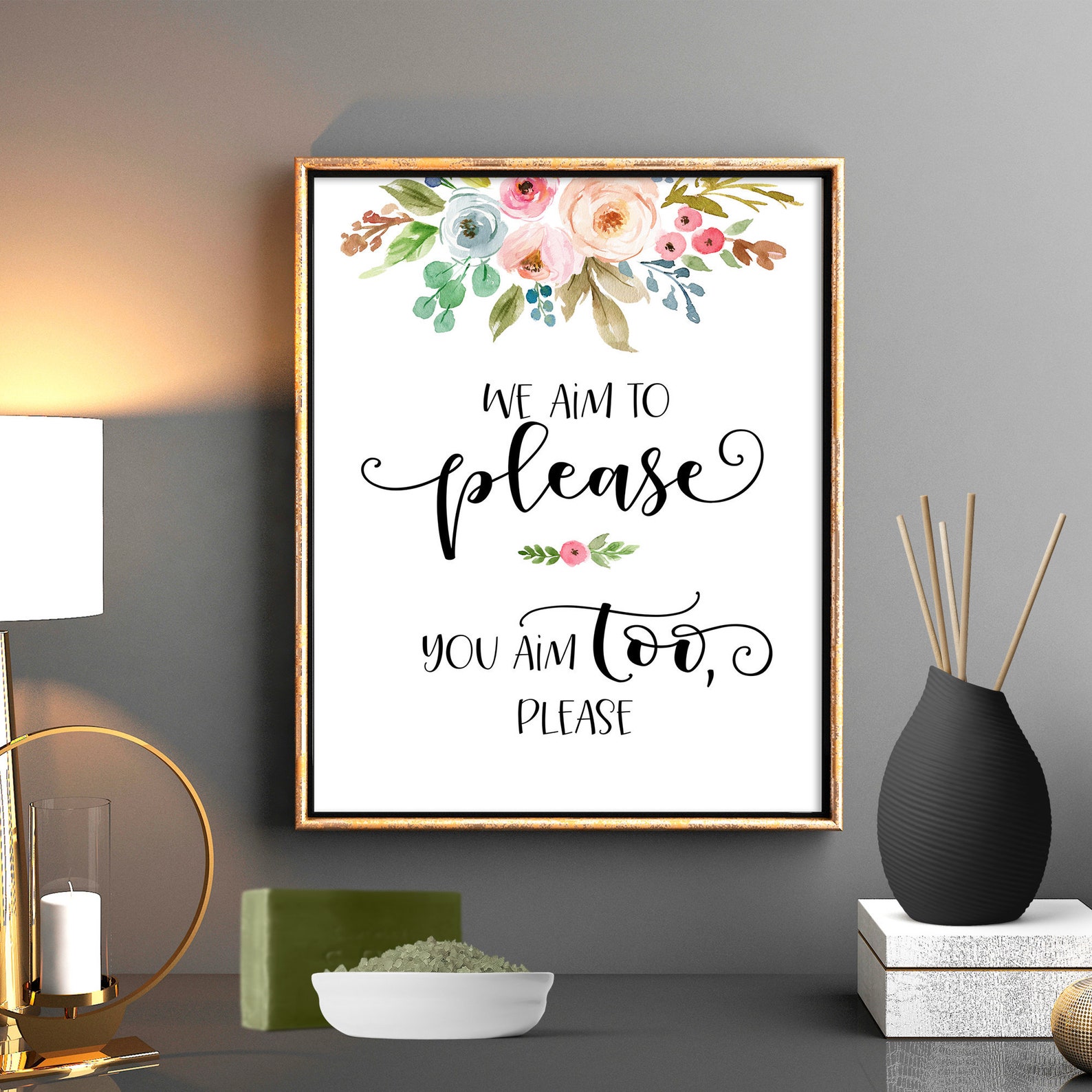 We Aim to Please You Aim Too Please Funny Bathroom Print Sign | Etsy