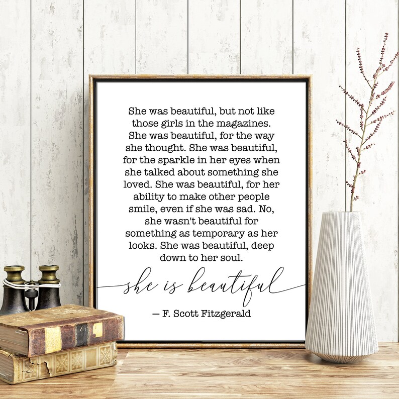 She is Beautiful Quote She Was Beautiful Quote Print Scott Fitzgerald ...