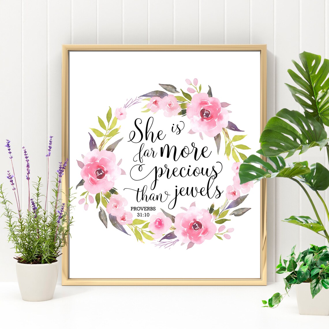 She is Far More Precious Than Jewels PRINTABLE Nursery Decor Christian ...