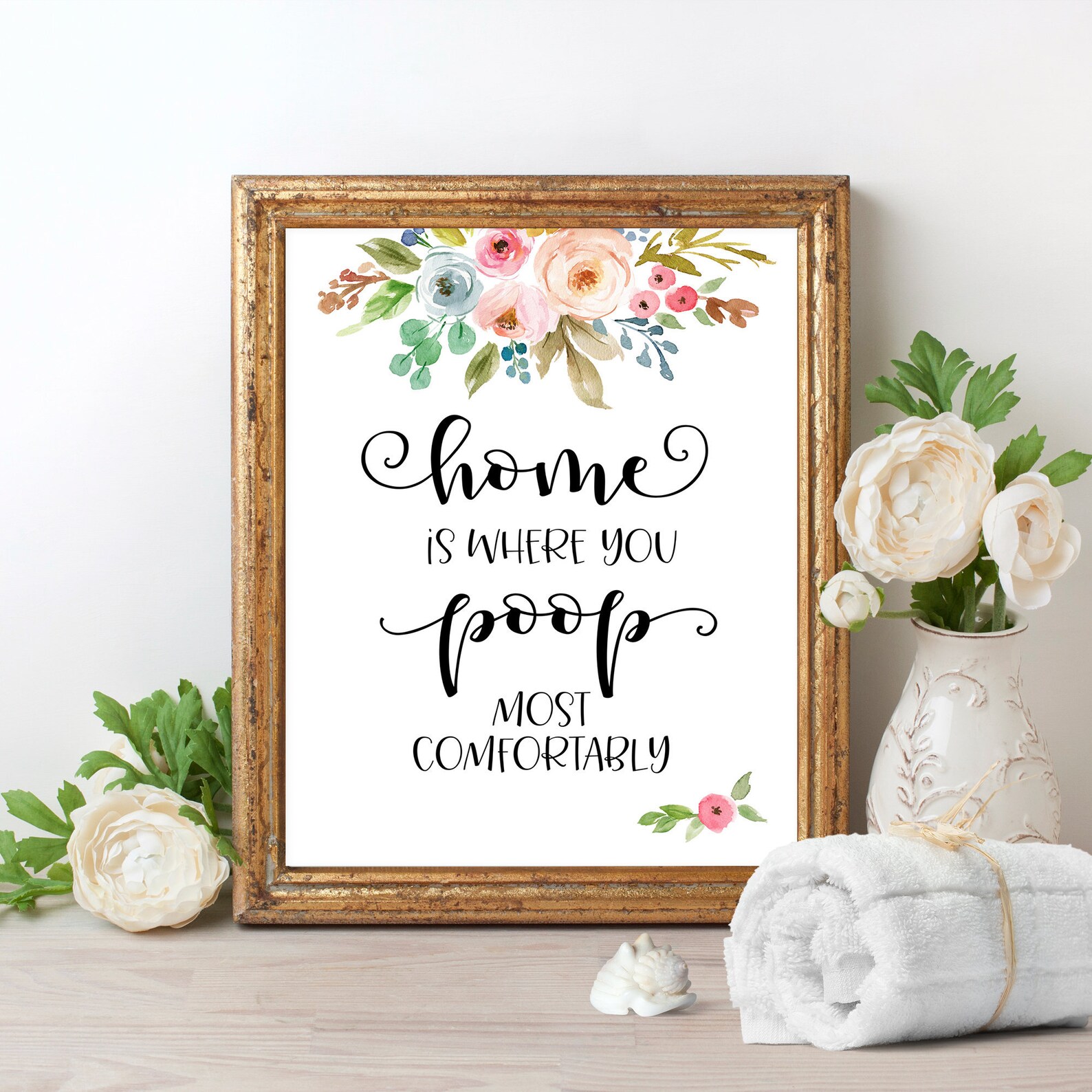 Home is Where You Poop More Comfortably Funny Bathroom Decor | Etsy
