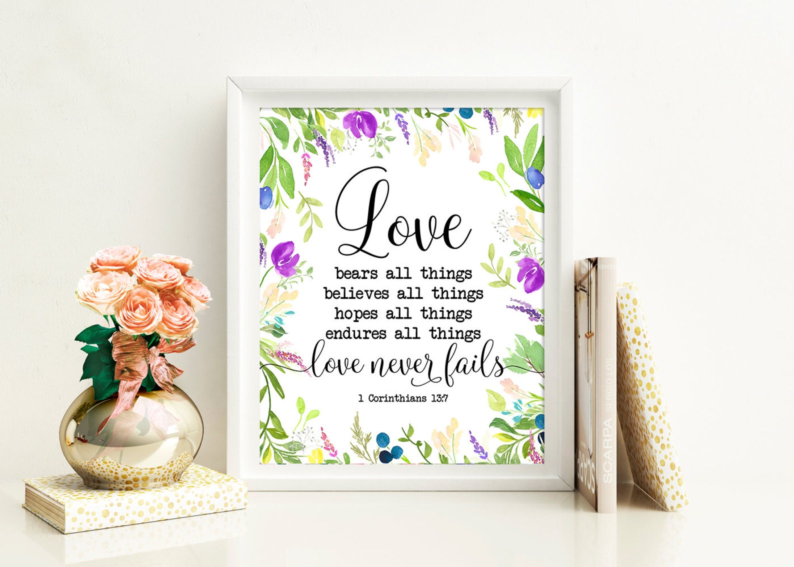Love Bears All Things PRINTABLE Bible Verse Wall Art Christian | Etsy