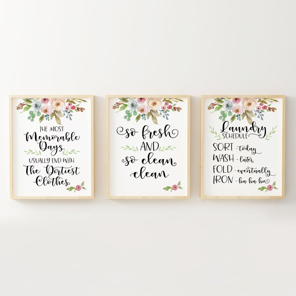 Laundry Set of 3 Printable Signs Memorable Days so Fresh so - Etsy