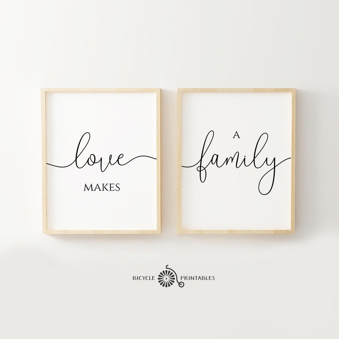 Love Makes a Family Quote Print Diptych, Printable Poster Set of 2 ...