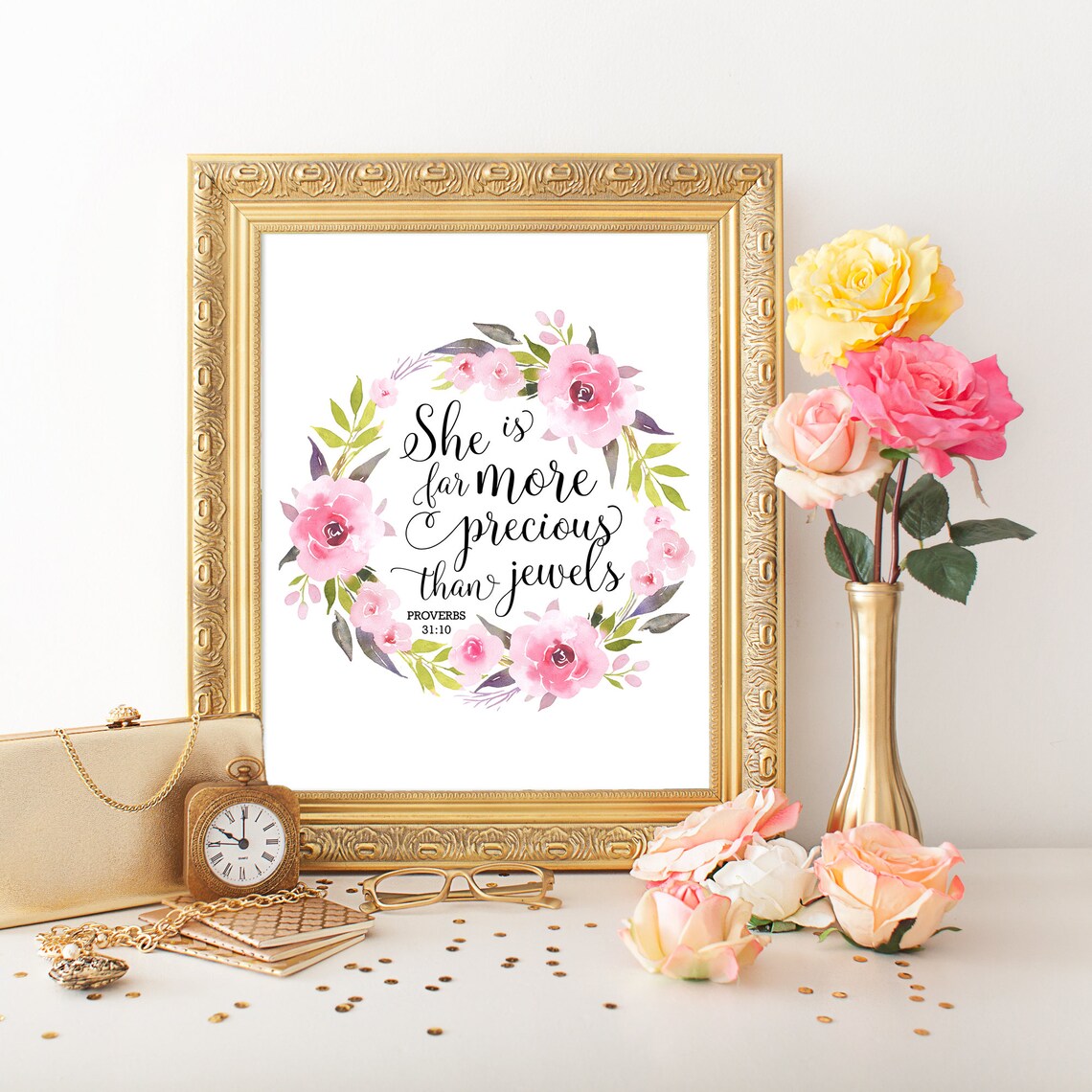 She is Far More Precious Than Jewels PRINTABLE Nursery Decor Christian ...