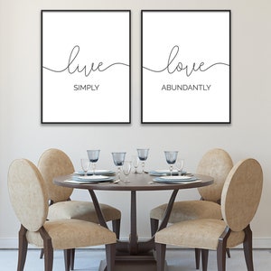 Live Simply, Love Abundantly Inspirational Quote Set of 2 Prints ...