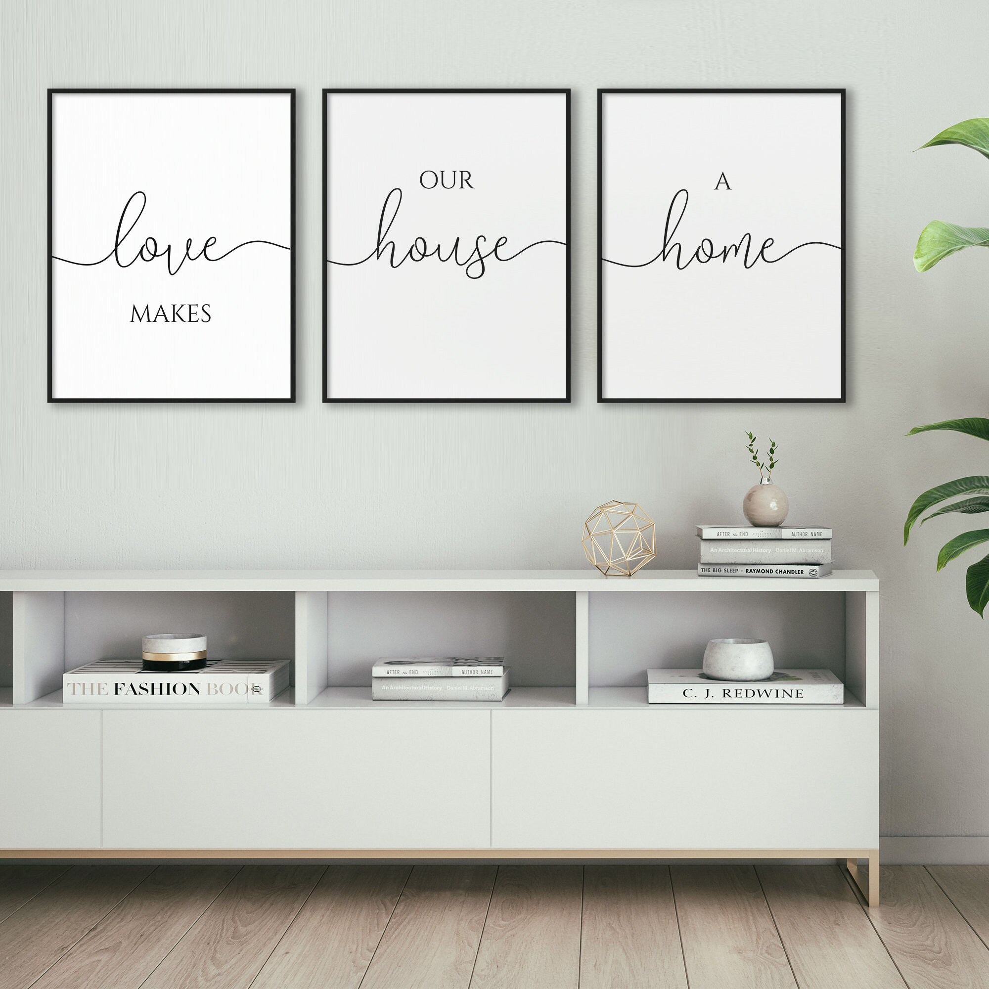 Love Makes Our House a Home Quote Print Triptych Home Wall - Etsy