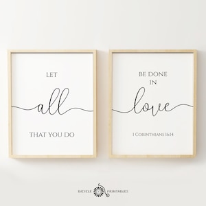 Let All You Do Be Done in Love 1 Corinthians 16:14, Quote Print Diptych ...