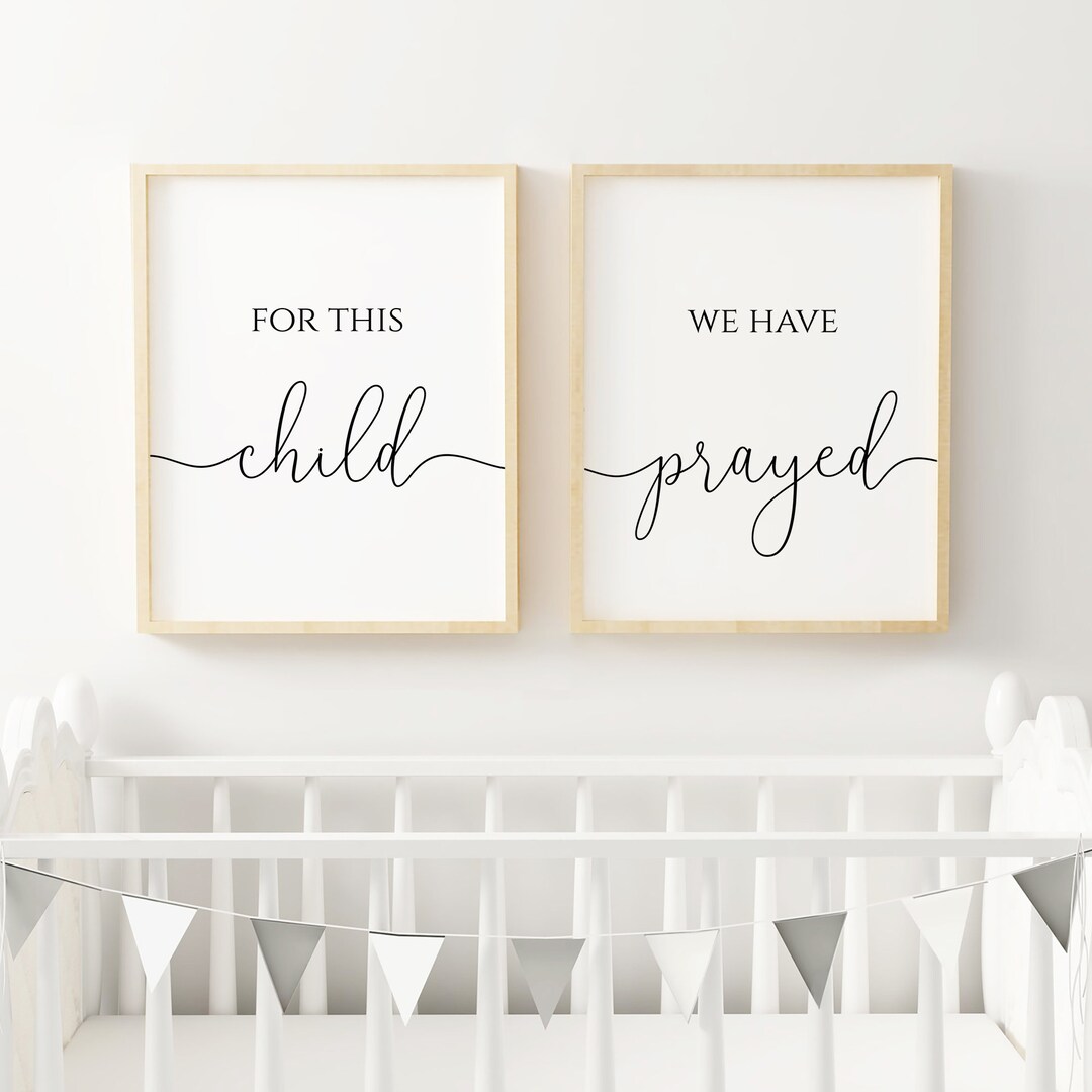 For This Child We Have Prayed Nursery Quote Print Diptych, Baby Decor ...