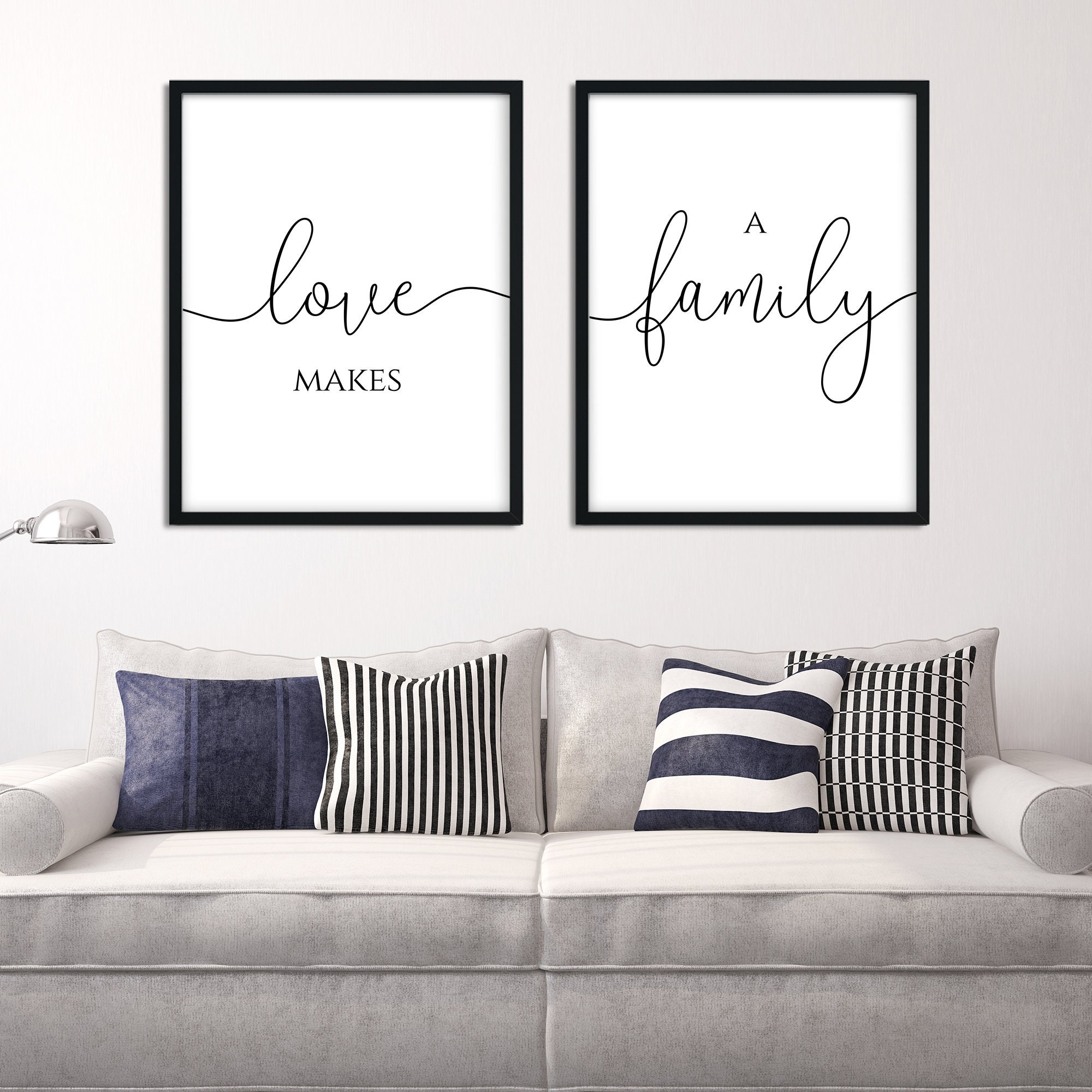 Love makes a Family Quote Print Diptych Printable Poster Set | Etsy