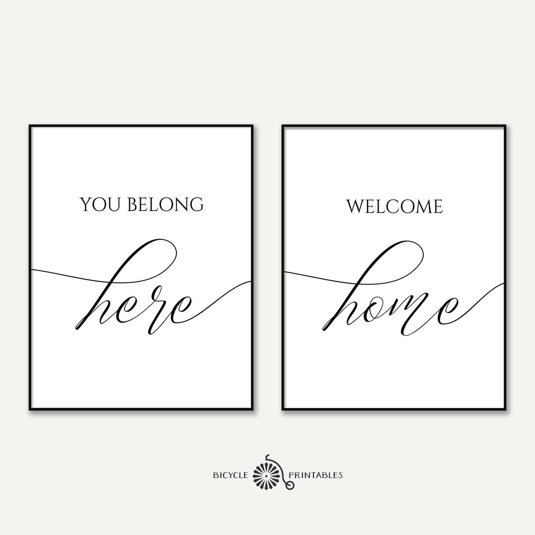 You Belong Here Welcome Home Printable Quote, Home Decor Diptych ...