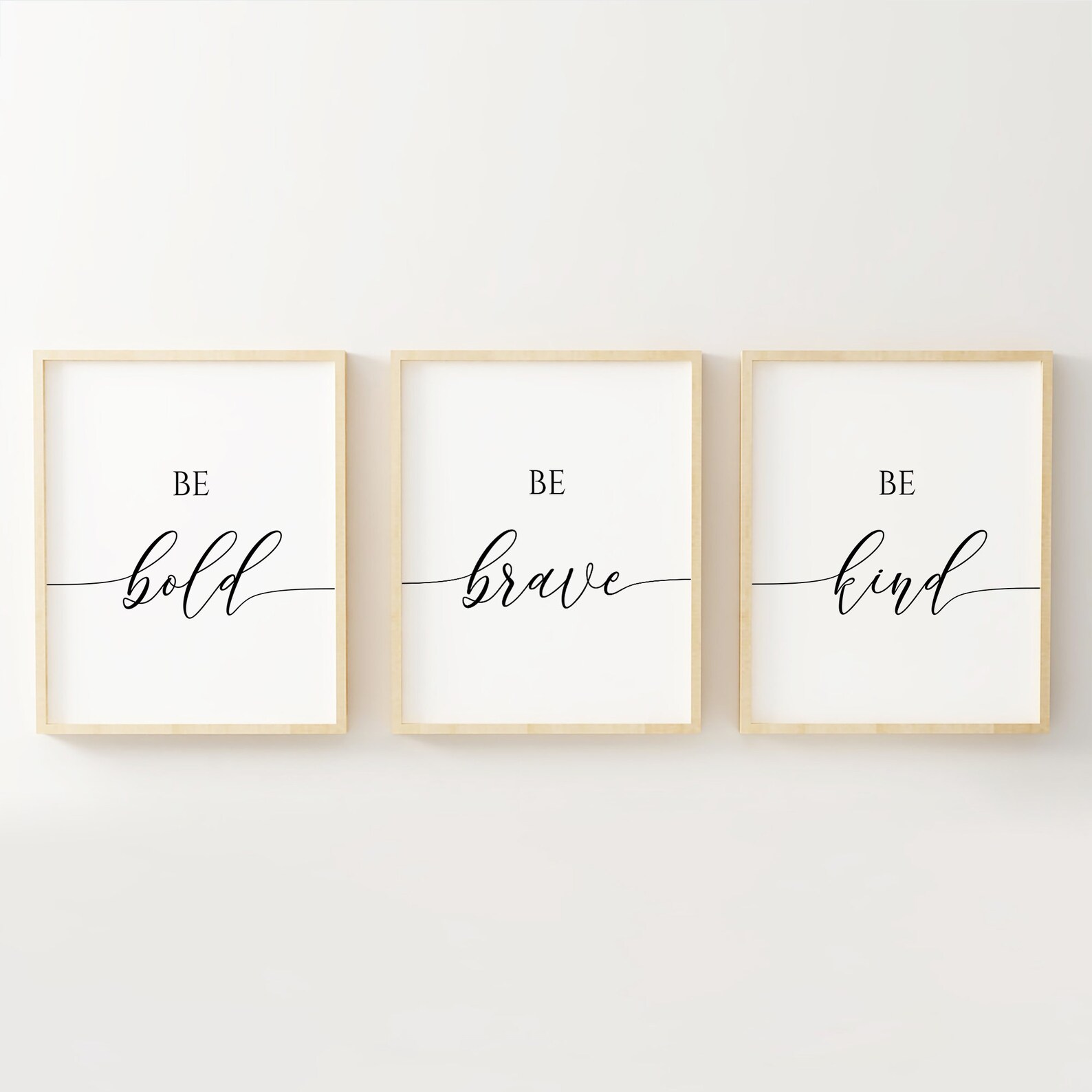 Be Bold Be Brave Be Kind Positive Quote Print Triptych - Etsy