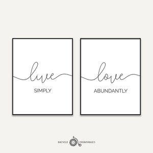 Live Simply, Love Abundantly Inspirational Quote Set of 2 Prints ...