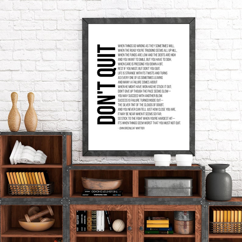 Don’t Quit Poem Print, Printable Quote Poster Wall Art, Poetry Wall Art ...