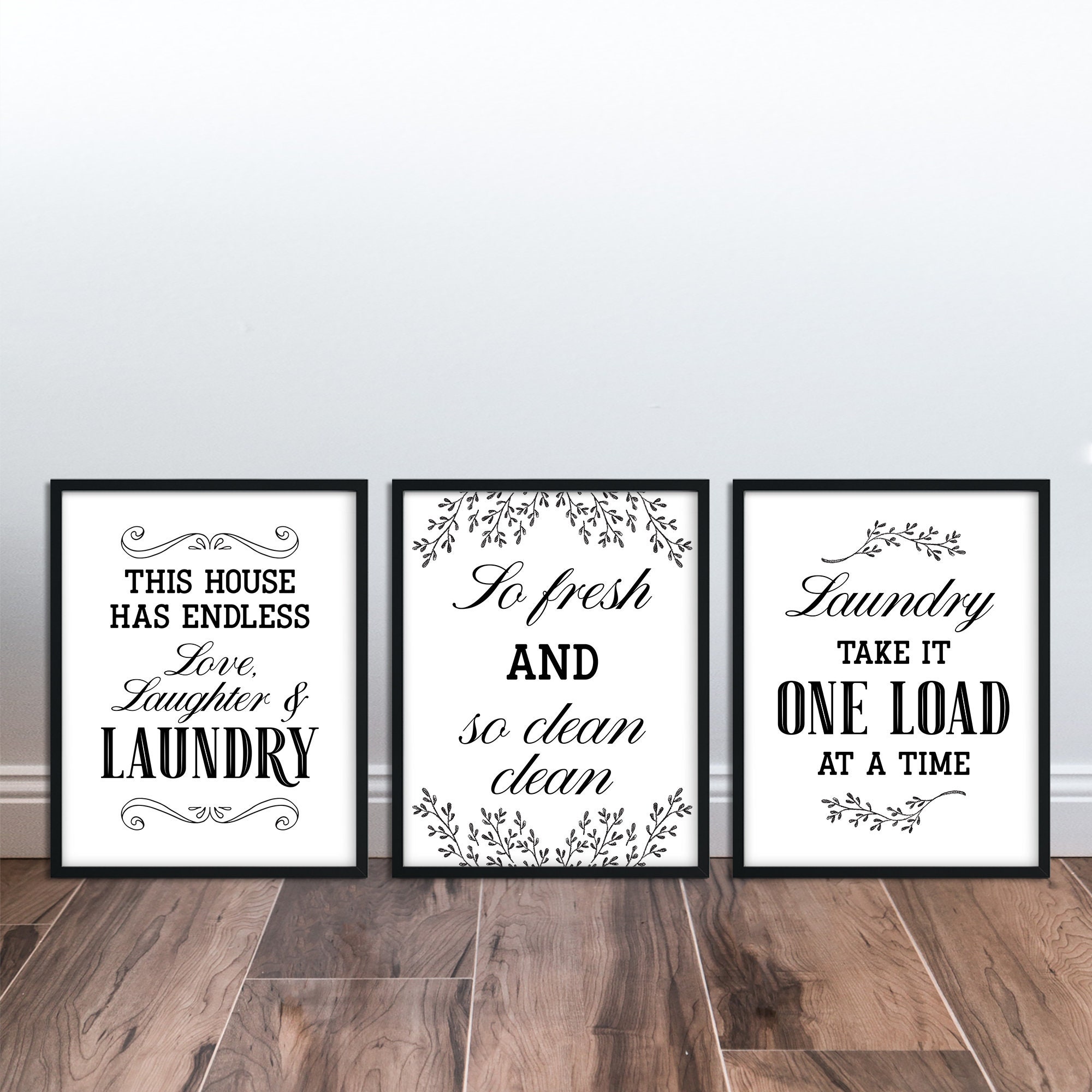 Laundry Set of 6 Printable Posters Modern Calligraphy Print Cosy Home ...