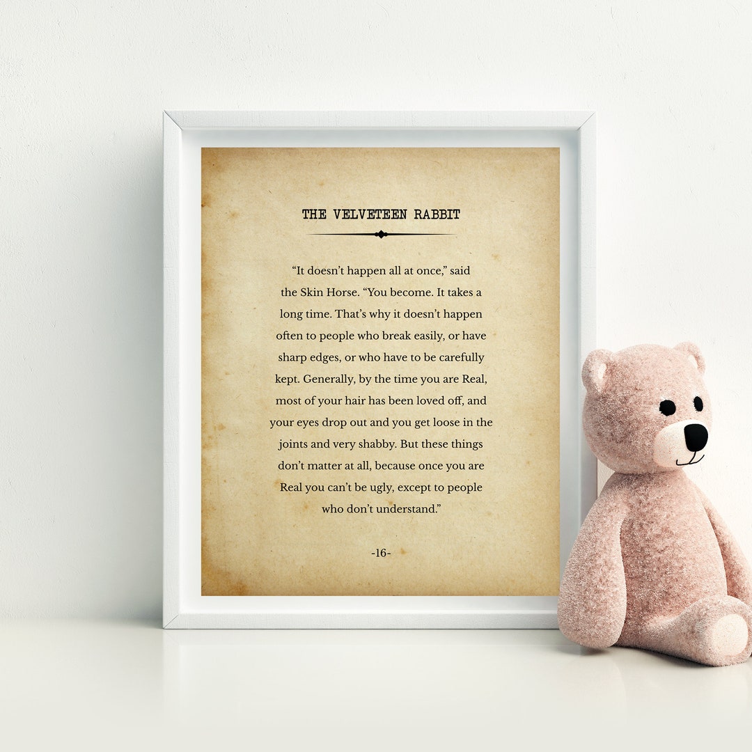 The Velveteen Rabbit Print Rabbit Quote Children Bedroom Printable ...