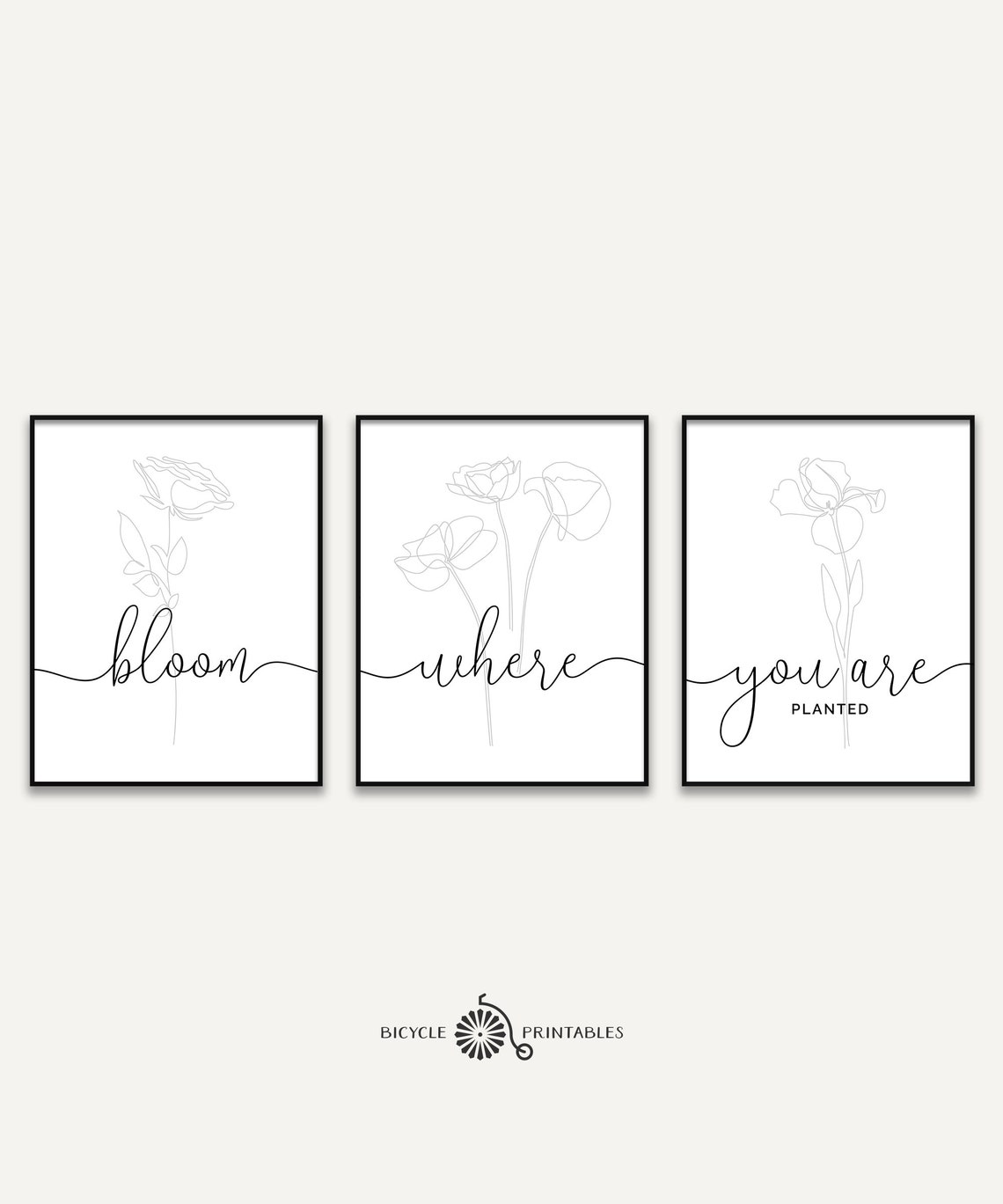 Bloom Where You Are Planted – Motivational Quote, Set of 3 Prints ...