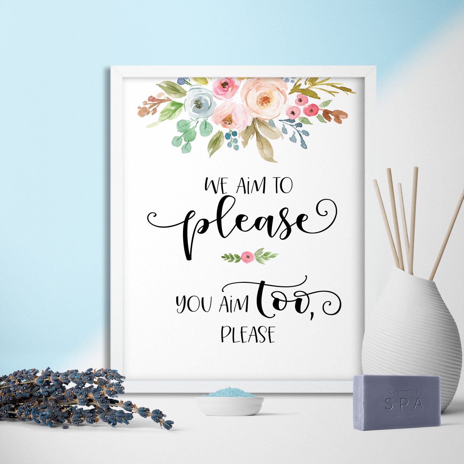We Aim to Please You Aim Too Please Funny Bathroom Print Sign | Etsy