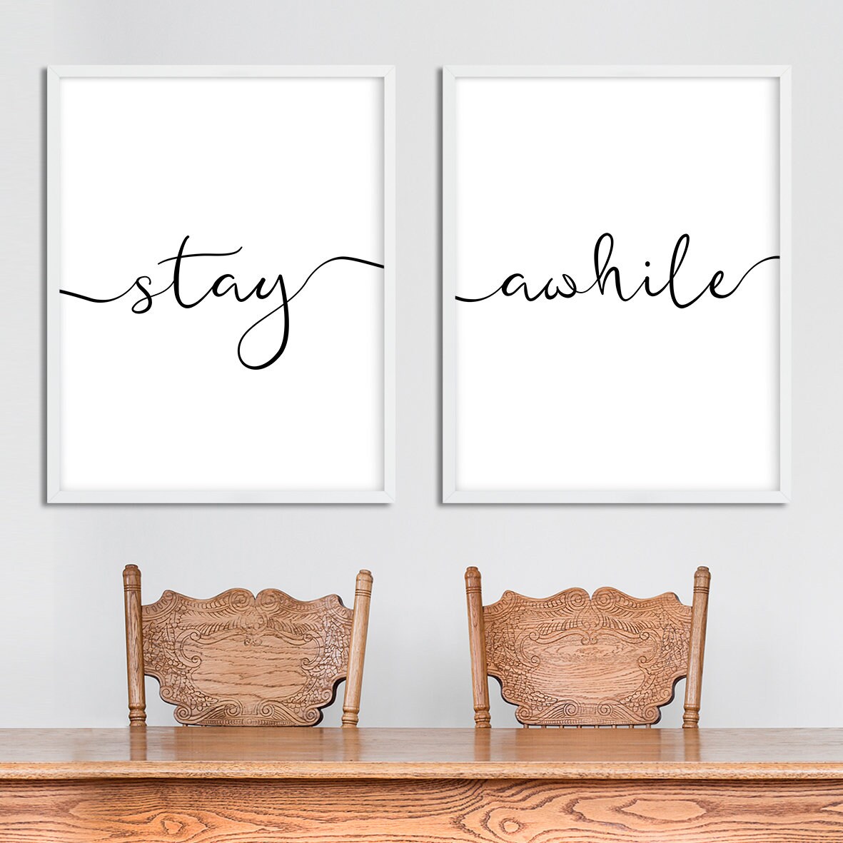 Stay Awhile Set of 2 Prints Quote Print Home Decor Printable | Etsy