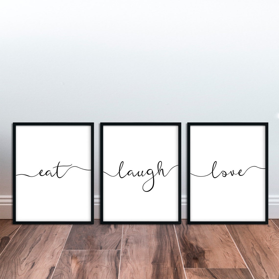 Eat Laugh Love Print Set of Three Calligraphy Prints Home Wall | Etsy