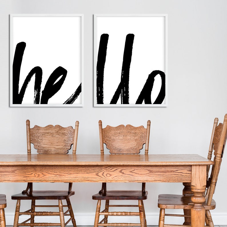 Hello Print Sign Hello Poster Set of 2 Pieces Wall Art Decor - Etsy