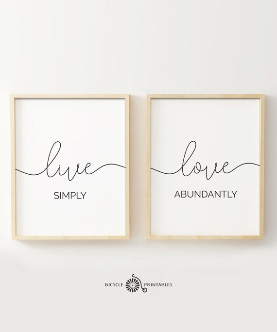 Live Simply Love Abundantly Inspirational Quote Set of 2 - Etsy