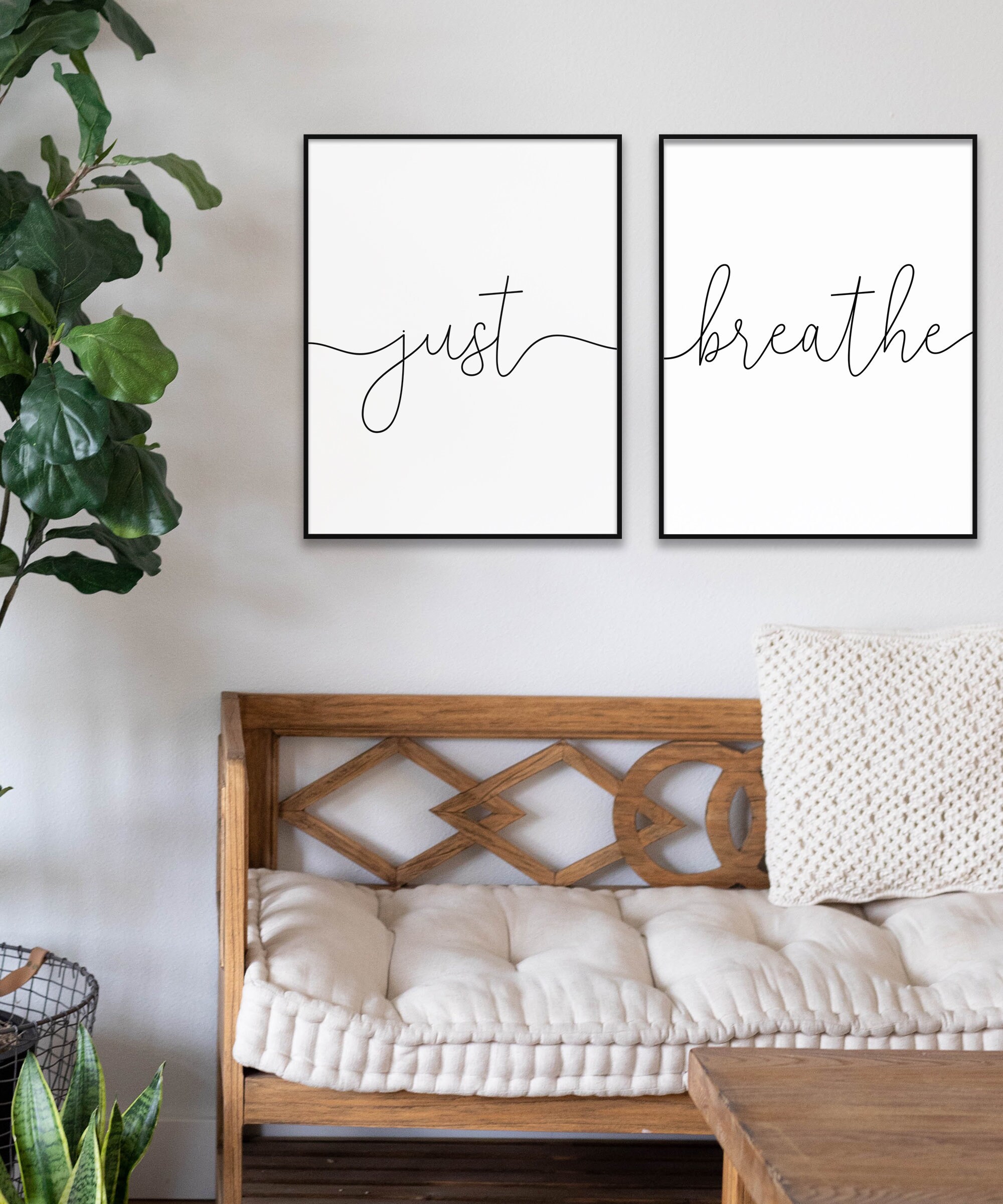 Just Breathe Quote Print Diptych Set of 2 Printable Posters - Etsy