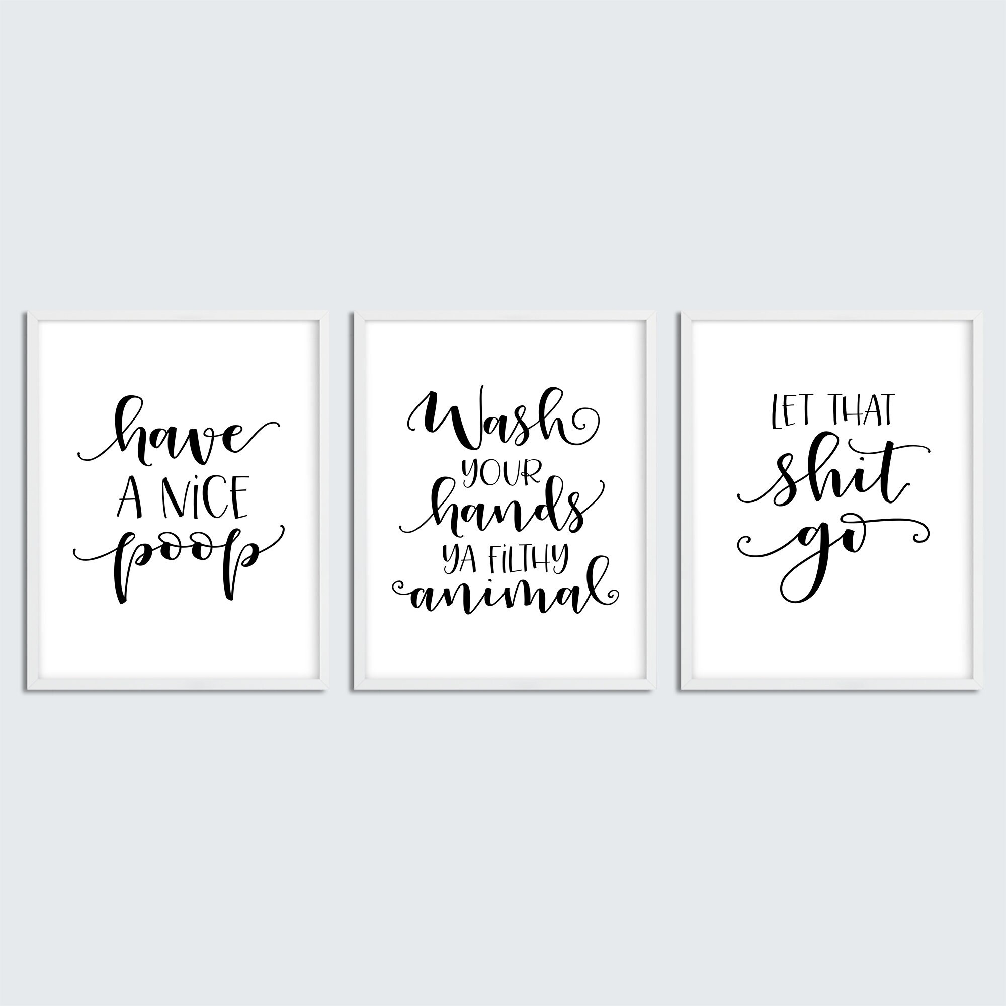 Bathroom Set of 3 Printable Posters Have a Nice Poop Wash Your | Etsy
