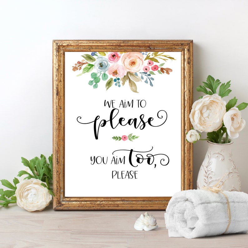 We Aim to Please You Aim Too Please Funny Bathroom Print Sign | Etsy