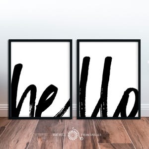 Hello Print Sign Hello Poster Set of 2 Pieces Wall Art Decor Typography ...
